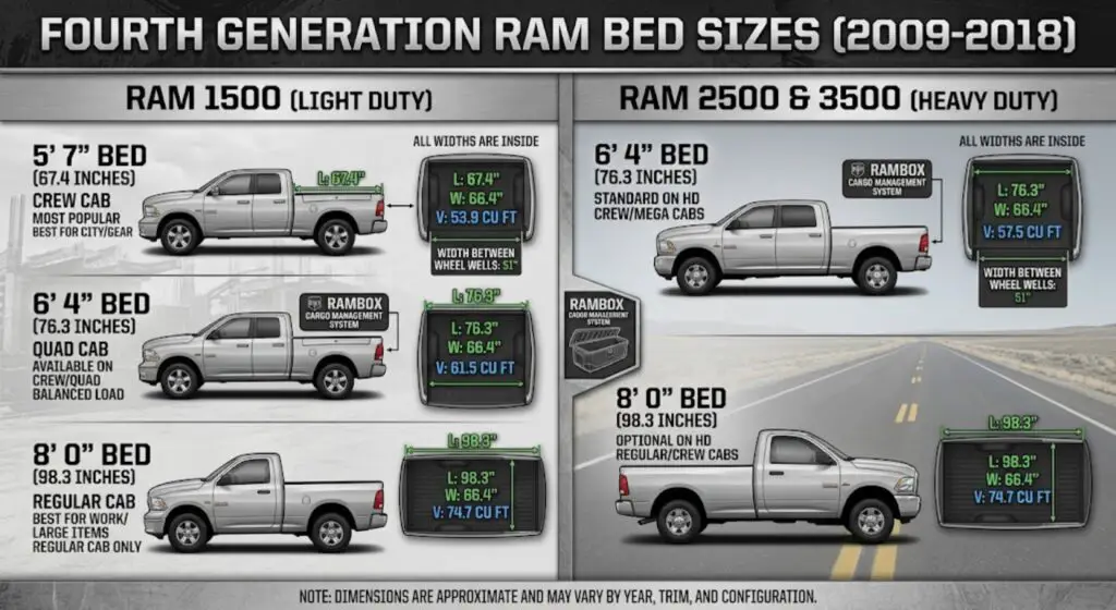 The Complete Dodge Ram Bed Size Chart by Year (All Models)